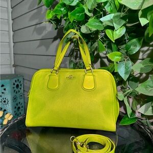 Coach | Bags | Iridescent Neon Green Leather Medium Coach Purse | Poshmark